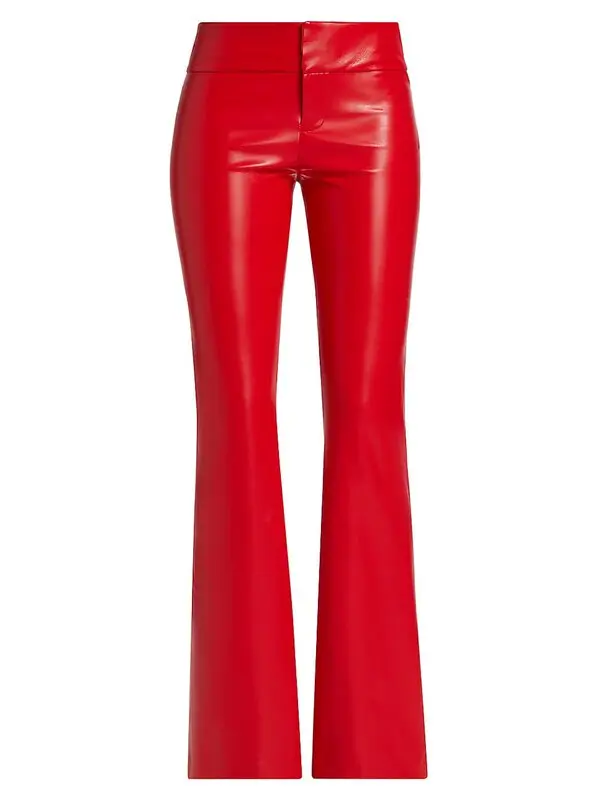 Alice + Olivia Olivia Faux-Leather Boot-Cut Pants In Bright Ruby